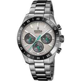 Festina Herren Chronograph "Ceramic", schwarz, Armbanduhren, Quarzuhr, Armbanduhr, Herrenuhr, analog, Edelstahlband, Keramiklünette