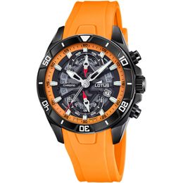 Lotus Herren Chronograph "Vortex", orange, Armbanduhren, Quarzuhr, Armbanduhr, Herrenuhr, Tag, Stoppfunktion, Kautschukarmband