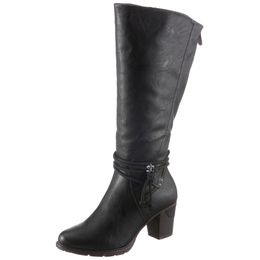 Rieker Damen Stiefel, Gr. 40, schwarz, Lederimitat, unifarben, Schuhe, Langschaftstiefel, mit Zierb&auml;nder, XL-Schaft