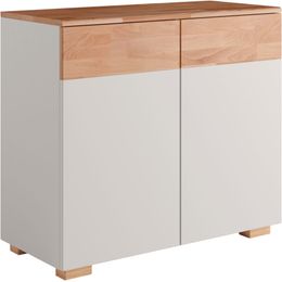 Kommode Home Affaire, B:90cm H:80cm T:40cm, grau, FSC-zertifizierter Holzwerkstoff, Massivholz, Schlafzimmer, Sideboards, "Citra teilmassiv", Breite