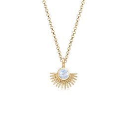 Elli Damen Collierkettchen "Sonne Mondstein Wei&szlig; 925 Sterling Silber", 45,mit Steinen, Silber 925 (Sterlingsilber), L: 45, gold, Silber 925