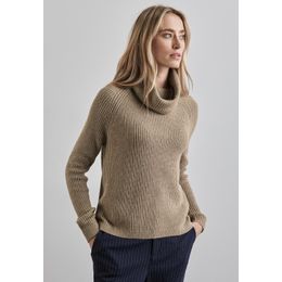 Street One Damen Rollkragenpullover, beige, Gr. 44, unifarben, Web, 60% Baumwolle, 40% Polyacryl, Pullover, im soften Baumwoll-Mix