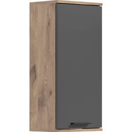 Hängeschrank Inosign, B:37cm H:77cm T:24cm, braun, FSC-zertifizierter Holzwerkstoff, Badezimmer, Schränke, "Riga, Breite 37cm, 1 Tür (Türanschlag
