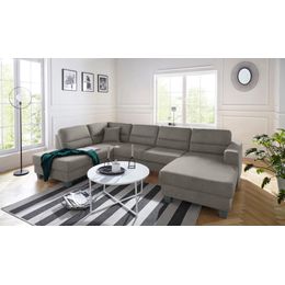 Wohnlandschaft Trendmanufaktur, B:310cm H:85cm T:203cm, braun, Sofas, "Chamber, U-Form", inklusive zwei Kopfstützen, wahlweise mit Bettfunktion