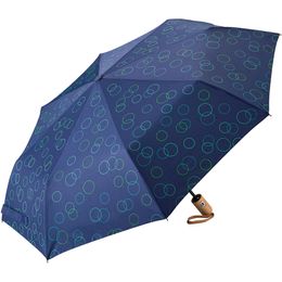 Euroschirm Damen Taschenregenschirm "Taschenschirm 32P7, Kreise grün", blau, Bezug: 100% Polyester, gemustert, Regenschirme, marineblau, Kreise grün,
