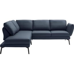 Schöner Wohnen Kollektion Ecksofa, B:329cm H:87cm T:259cm, blau, SCHÖNER WOHNEN-KOLLEKTION, 100% Leder, Wohnzimmer, Sofas, "Spin, Multifunktionssofa, bequem und hochwertige
