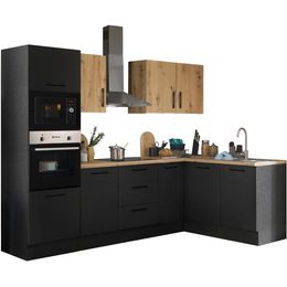 Winkelk&uuml;che, B:270cm H:211cm T:60cm, schwarz, BASIC BY BALCULINA, Komplettk&uuml;chen-Sets, "Turin", Stellbreite 270x175 cm, wahlweise mit E-Ger&auml;ten