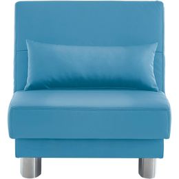 Schlafsofa Inosign, B:80cm H:86cm T:195cm, blau, 100% PU, Kinderzimmer, Sofas, "Gina", mit einem Handgriff vom Sofa zum Bett