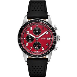 Fossil Herren Chronograph "SPORT TOURER", schwarz, Armbanduhren, Quarzuhr, Armbanduhr, Herrenuhr, Lederarmband, analog, Tag