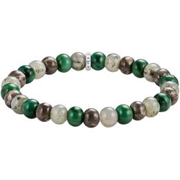 Armband Thomas Sabo "Bead Armband, A2196-503-6-L21" Gr. 21, silber (silberfarben, grün, natur, grün, natur), Armbänder, Damen, 21, Silber 925 (Sterlingsilber), mit Labradorit, Jaspis, Jade