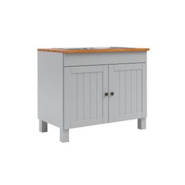 Sp&uuml;lenschrank Home Affaire, B:100cm H:85cm T:60cm, grau, Massivholz, K&uuml;che, Schr&auml;nke, "Alby2", Mit Metallgriffen, Breite 100 cm