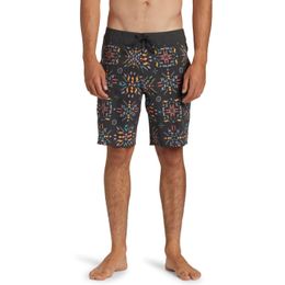 Boardshorts Billabong "Good Times", Herren, Gr. 28(XS), schwarz (schwarz multi), [Hauptstoff] 72% Polyester, 20% Baumwolle, 8% Elasthan, Hosen