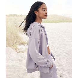 Lascana Damen Sweatjacke, Gr. 32, lila, Sweatware, Obermaterial: 100% Baumwolle, Strukturmuster, unifarben, Basic, Sweatjacken, aus organischer