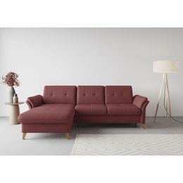 Sit & More Ecksofa SIT & MORE, B:268cm H:90cm T:176cm, lila, Wohnzimmer, Sofas, "Göteborg", Sitztiefenverstellung und Federkern, wahlweise mit Bettfunktion