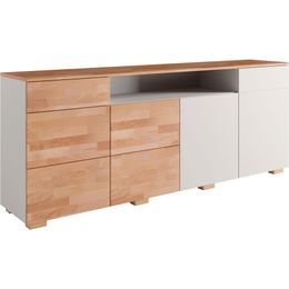 Sideboard Home Affaire, B:200cm H:80cm T:40cm, grau, FSC-zertifizierter Holzwerkstoff, Massivholz, Wohnzimmer, Sideboards, "Citra teilmassiv", Breite