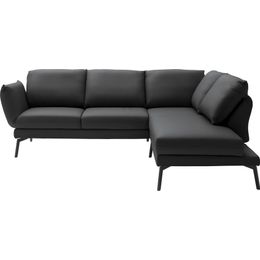 Schöner Wohnen Kollektion Ecksofa, B:329cm H:87cm T:259cm, schwarz, SCHÖNER WOHNEN-KOLLEKTION, 100% Leder, Wohnzimmer, Sofas, "Spin, Multifunktionssofa, bequem und hochwertige