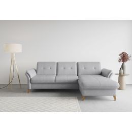Sit & More Ecksofa SIT & MORE, B:268cm H:90cm T:176cm, silber, Wohnzimmer, Sofas, "Göteborg", Sitztiefenverstellung und Federkern, wahlweise mit Bettfunktion
