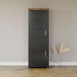 Drehtürenschrank, B:75cm H:207cm T:42cm, grau, SET ONE BY Musterring, MDF, Schränke, "York", Typ 03, in 3 Farbvarianten, mit Bügelgriff in silber, B