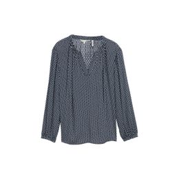 Tom Tailor Damen Plus Size - Bluse mit Muster, blau, Gemustert, Gr. 46