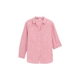 Tom Tailor Damen Plus Size - Bluse mit Brusttaschen, rot, Uni, Gr. 54