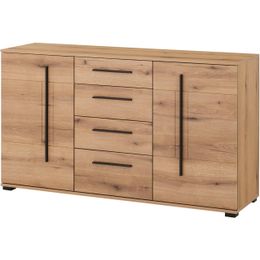 Sideboard Inosign "Cantara, moderner Schrank, Kommode in Eiche Evoke oder weiß", eiche evoke, B:150cm H:86cm T:42cm, FSC-zertifizierter Holzwerkstoff, Sideboards, schwarze Stangengriffe, ausreichend Stauraum, vielseitig einsetzbar