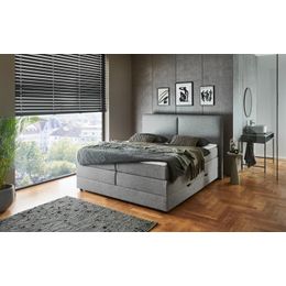 Meise Möbel Boxbett MEISE.MÖBEL "Columbia mit extra großem Bettkasten", grau, B:194cm L:212cm, Stoffbezug Nordic (100% Polyester), Komplettbetten, erhältlich in 180x200cm, Topseller