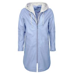 Langjacke Maze "4202199", Damen, Gr. L, blau (skyline blau), Obermaterial: 100% Lammleder / Innenfutter: 100% Baumwolle / Ärmelfutter: 100% Polyester / Kapuze: 55% Baumwolle, 45% Polyester, Jacken