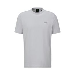 Rundhalsshirt BOSS Green "Tee", Herren, Gr. XXXL, grau (light, pastel grau054), Single Jersey, Obermaterial: 95% Baumwolle, 5% Elasthan, unifarben, casual, regular fit hüftlang, Rundhals, Kurzarm eng eingefasste Kante, Shirts, mit gummiertem Kontrast-Logo