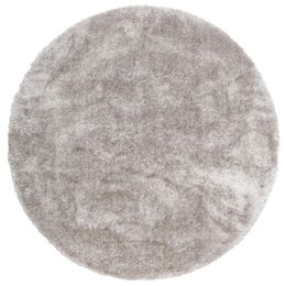 Hochflor-Teppich my home "Malin" Gr. 9, grau, H:43mm &Oslash;:140cm, Kunstfaser, Teppiche, Uni-Farben, leicht gl&auml;nzend, besonders flauschig durch Mikrofaser