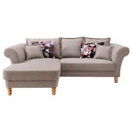 Ecksofa Home Affaire "Tassilo L-Form", grau (taupe), B:262cm H:95cm T:198cm, 100% Polyester, Sofas