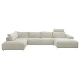 Wohnlandschaft "Lucia U-Form", grau (hellgrau), B:434cm H:81cm T:204cm, Gallery M BRANDED BY MUSTERRING, Sofas, Verschiedene Farben, Cord-Bezug, Gesamtbreite 434 cm