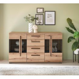 Sideboard Inosign "Cantara, moderner Schrank, Kommode in Eiche Evoke oder weiß", eiche evoke, B:150cm H:86cm T:42cm, FSC-zertifizierter Holzwerkstoff, Sideboards, schwarze Stangengriffe, ausreichend Stauraum, vielseitig einsetzbar