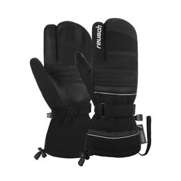 Fäustlinge Reusch "Conan R-TEX XT Lobster", Damen, Gr. 10,5, schwarz-weiß (schwarz, weiß), 86% Polyester, 10% Ziegenleder, 4% Polyurethan, mehrfarbig, sportlich, Handschuhe, mit wasserdichter und atmungsaktiver Funktion