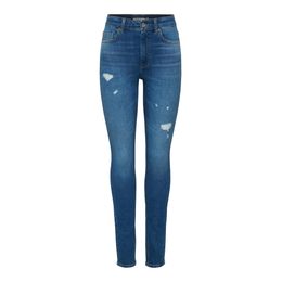 Skinny-fit-Jeans Only "ONLBLUSH HIGH WAIST DES DNM", Damen, Gr. XL (42), Länge 30, blau (medium blau denim), Denim/Jeans, Obermaterial: 92% Baumwolle, 6% Elastomultiester, 2% Elasthan, unifarben, modisch, skinny fit knöchellang, Jeans