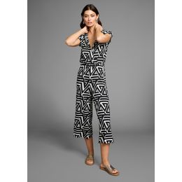 Jumpsuit Laura Scott, Damen, Gr. 36, N-Gr, schwarz (schwarz, gemustert), Single Jersey, Obermaterial: 95% Viskose, 5% Elasthan, gemustert, casual, figurbetont ca. Mitte Wade, V-Ausschnitt, Halbarm, Overalls, mit V-Ausschnitt