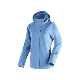 Outdoorjacke Maier Sports "Metor rec W", Damen, Gr. 38, blau (pastellblau), 100% Polyester, Jacken, Damen Regenjacke wasserdicht mit Kapuze, 2 Taschen außen, Innentasche