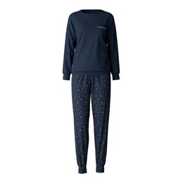 Calida Pyjama Damen Gr&ouml;&szlig;e S marine / wei&szlig; Winterkleid