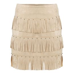 Influencer Rock ' Fringed Skirt ' Damen Gr&ouml;&szlig;e 36 beige