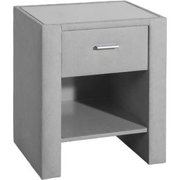 Nachttisch Home Affaire, grau, B:50cm H:61cm T:41cm, Tische, Nachtkonsole mit 1 Schubkasten und 1 Ablagefach