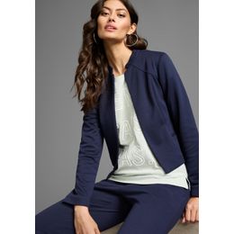 Kurzblazer Laura Scott, Damen, Gr. 42, blau (marine), Obermaterial: 80% Polyester, 16% Viskose, 4% Elasthan. Futter: 100% Polyester, unifarben, feminin, figurbetont, Blazer, im sportiven Look