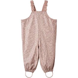 Regenlatzhose Wheat "Rainwear Charlo Overall", Baby, Gr. 92, N-Gr, powder flower meadow, Web, Obermaterial: 100% Polyester, geblümt, casual, regular fit knöchellang, Hosen, wasserdicht