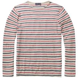 Seldom Herren-Strickpulli L Beige-Rot-Blau