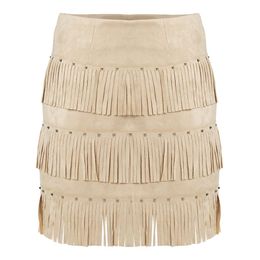 Influencer Rock ' Fringed Skirt ' Damen Größe 36 beige