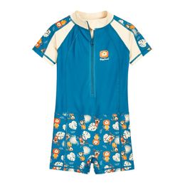 Playshoes Badeanzug 'Dschungel' Jungen Größe 110/116 creme / petrol / orange / schwarz