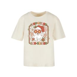 F4NT4STIC Shirt 'Stay Merry And Bright Hippie Santa' Damen Gr&ouml;&szlig;e M sand / mischfarben