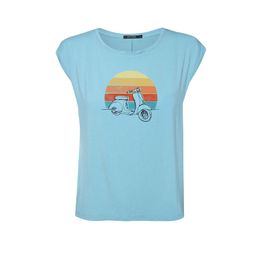 Greenbomb T-Shirt 'Scooter' Damen Gr&ouml;&szlig;e L himmelblau / hellgelb / orange / schwarz