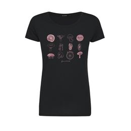 Greenbomb T-Shirt 'Bike Mushrooms' Damen Größe XS mauve / schwarz