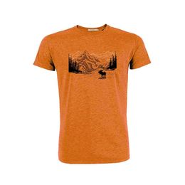 Greenbomb T-Shirt 'Nature Moose Mountain' Herren Größe M dunkelorange / schwarz