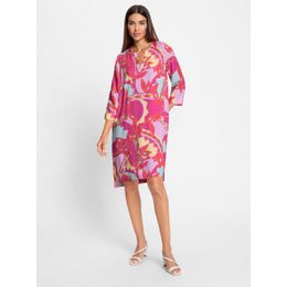 Heine Damen Druckkleid, Orange, Gr. 42, Druckkleider, Material: Viskose