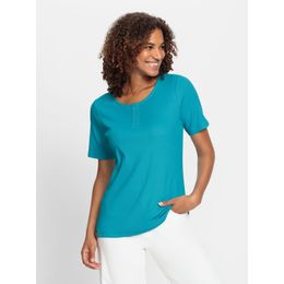 WITT Damen Shirt mit Zier-Knopfleiste, t&uuml;rkis, Gr&ouml;&szlig;e 40